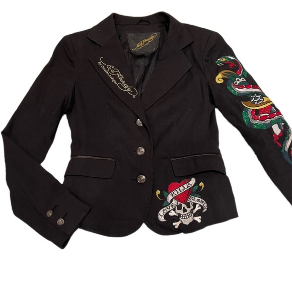 Ed Hardy | Jackets & Coats | Rare Vintage Embroidered 99s Y2k Ed Hardy ...